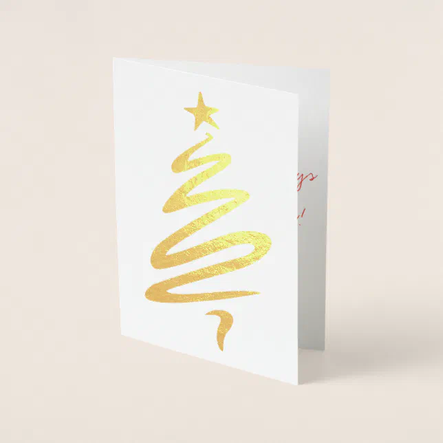 Gold Foil Christmas Tree Greeting Card | Zazzle