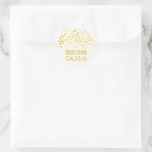 Gold Foil Confetti Wedding Classic Round Sticker | Zazzle