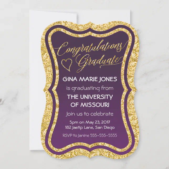 Gold Foil Congratulations Graduation Invitation | Zazzle
