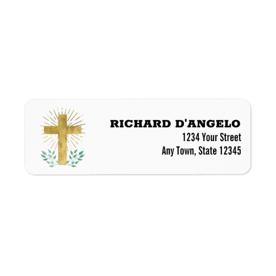 Gold Foil Cross Religious Address Labels | Zazzle.com
