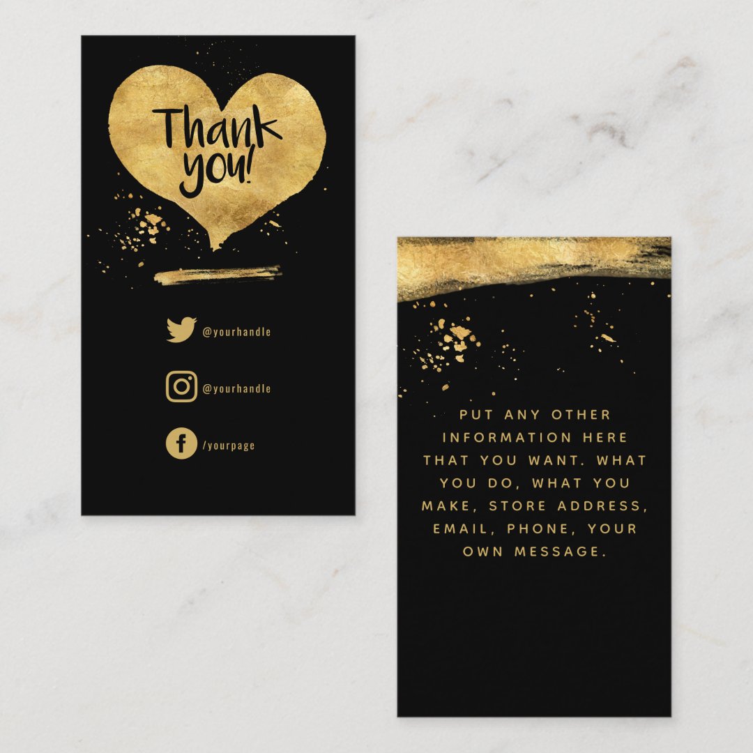 Gold foil effect heart insert Card for orders. | Zazzle
