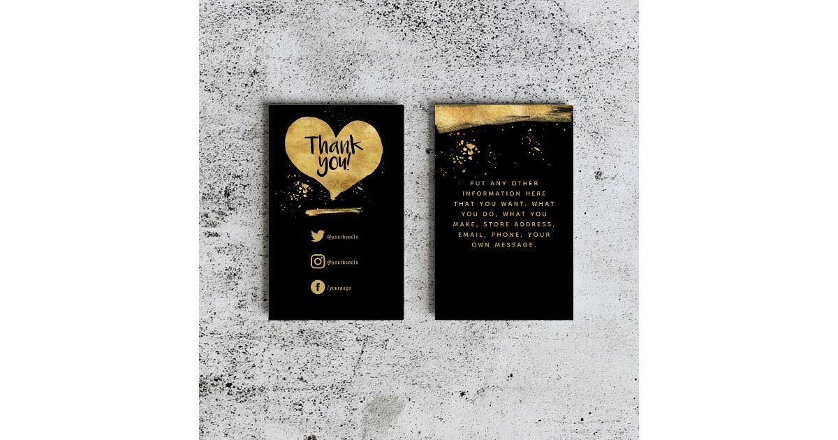 Gold foil effect heart insert Card for orders. | Zazzle