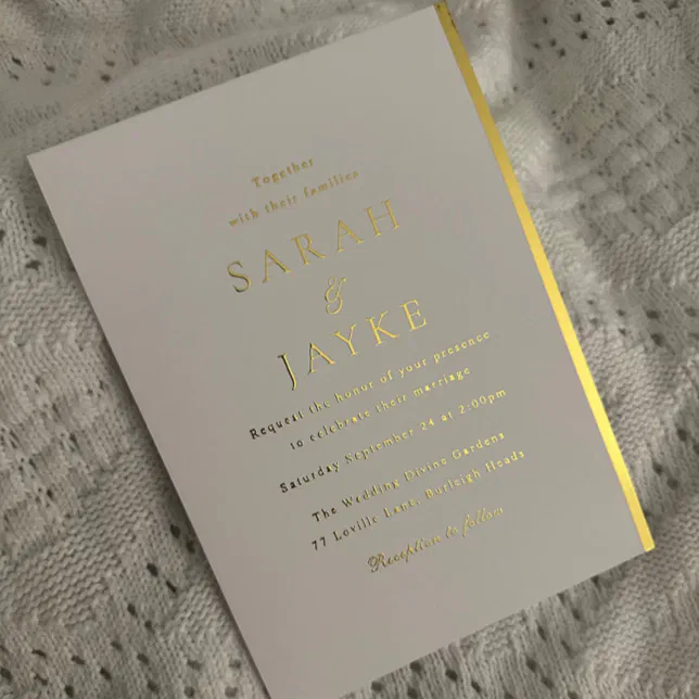 Gold Foil Elegant Modern Wedding Foil Invitation | Zazzle