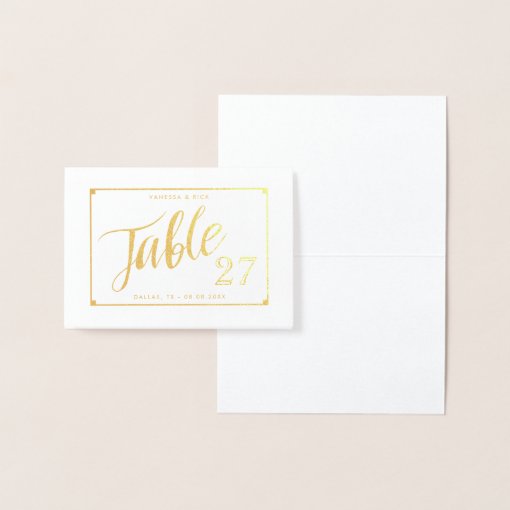 Gold Foil Elegant Table Number Tent Card | Zazzle