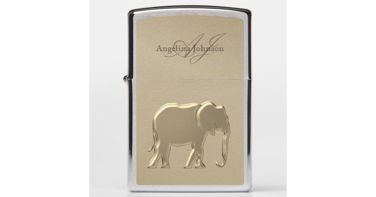Gold Foil Elephant , Elegant Monogrammed Zippo Lighter | Zazzle