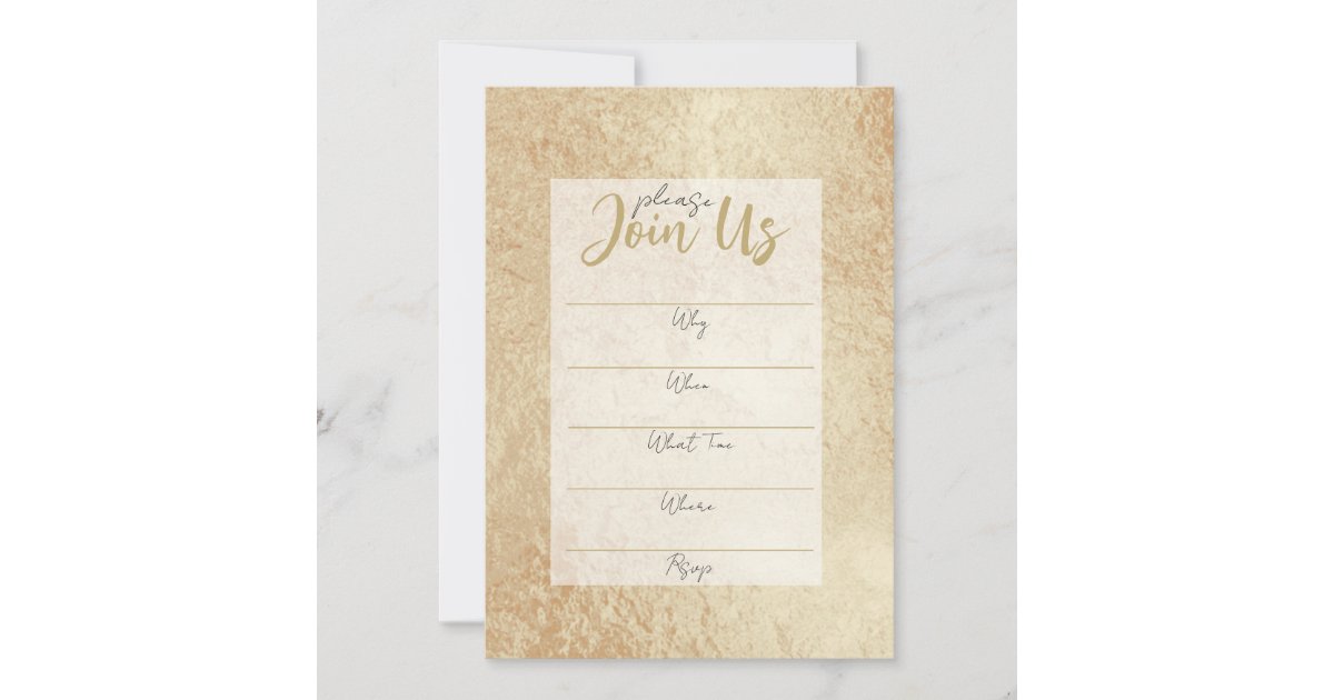 Gold Foil Fill In the Blank Invitation | Zazzle