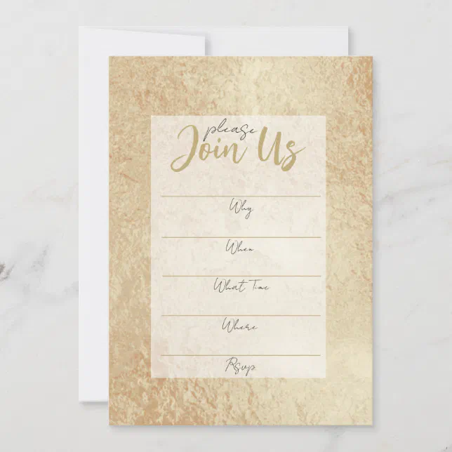 Gold Foil Fill In the Blank Invitation | Zazzle