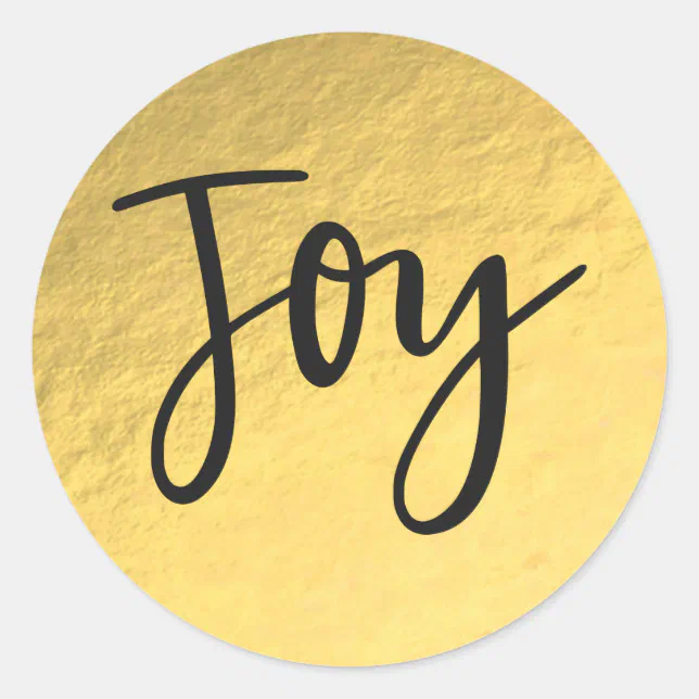 Gold Foil Glam Holiday JOY Modern Christmas Classic Round Sticker | Zazzle