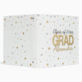 Gold Foil Glitter Confetti Graduation Party Custom Binder | Zazzle