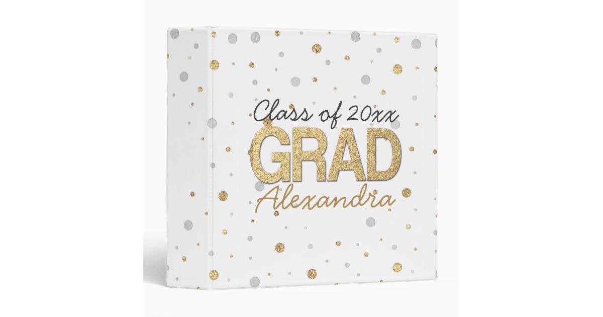 Gold Foil Glitter Confetti Graduation Party Custom Binder | Zazzle