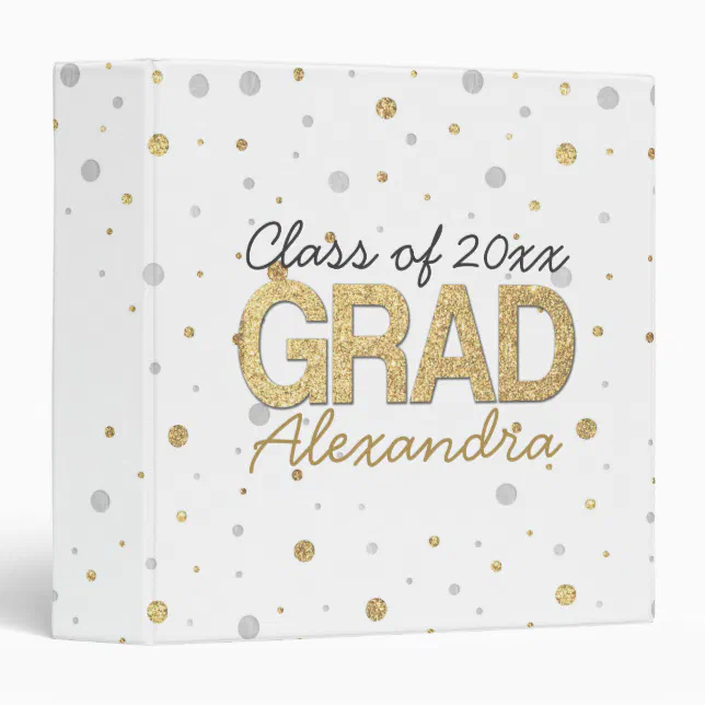 Gold Foil Glitter Confetti Graduation Party Custom Binder | Zazzle