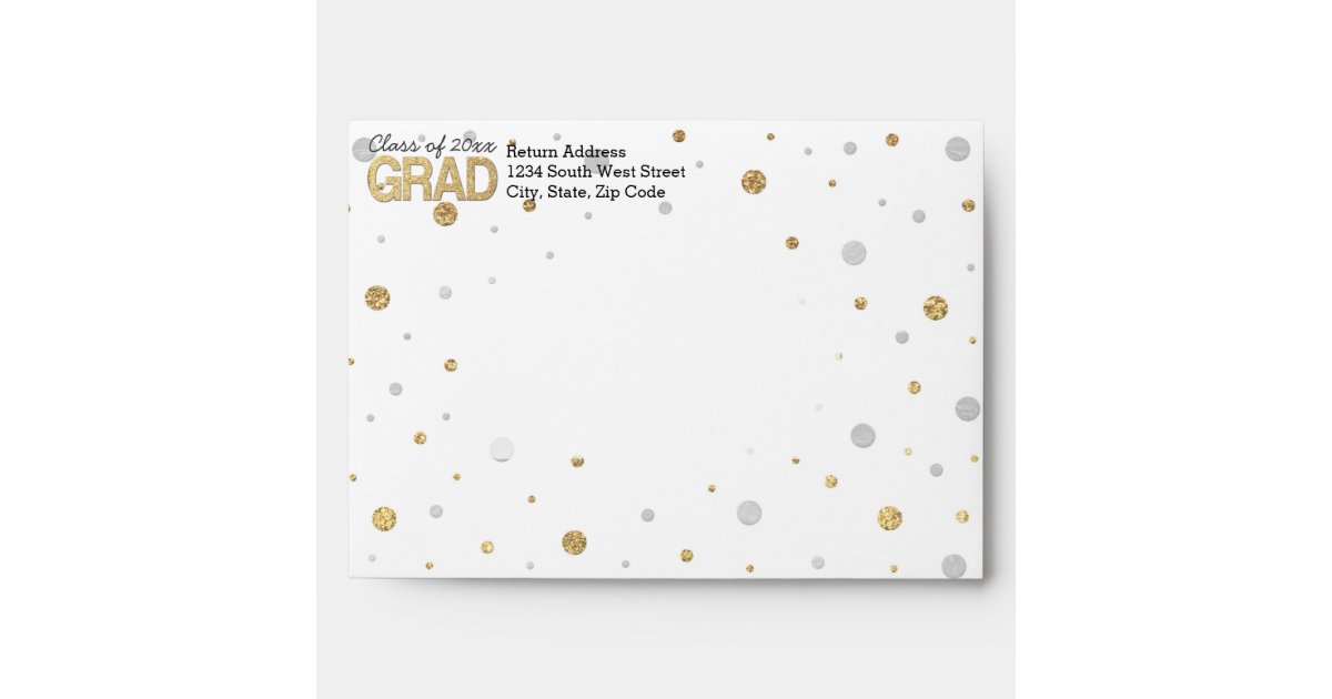 Gold Foil Glitter Confetti Graduation Party Custom Envelope | Zazzle