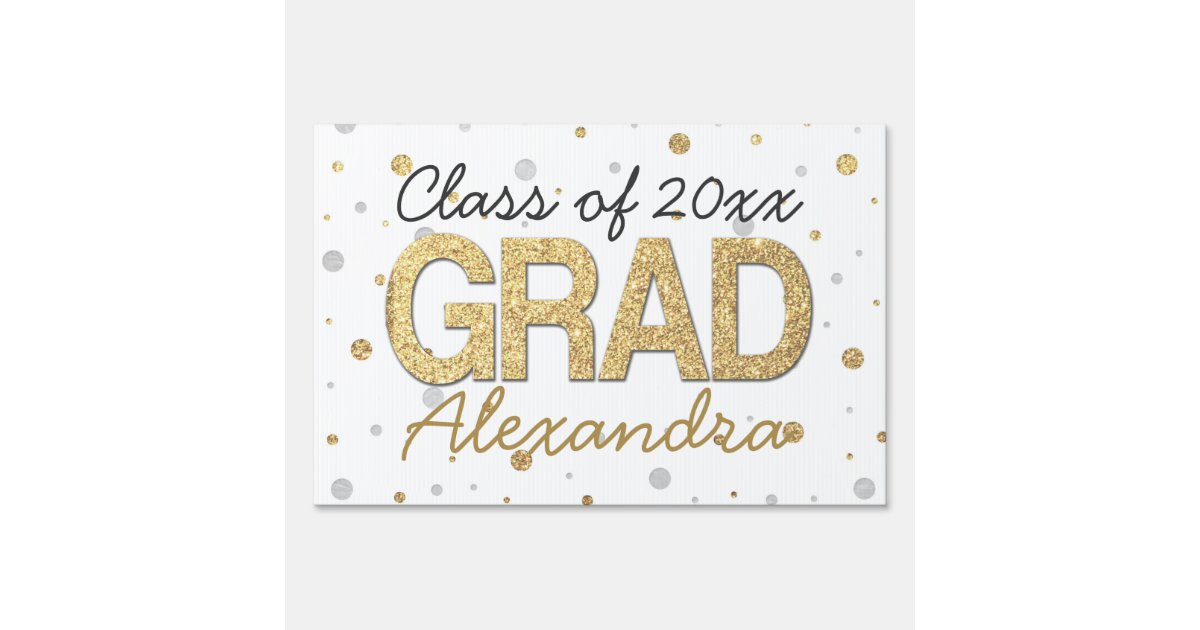 Gold Foil Glitter Confetti Graduation Party Custom Sign | Zazzle