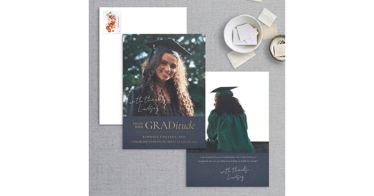 Gold Foil GRADitude Photo Graduation Announcement | Zazzle