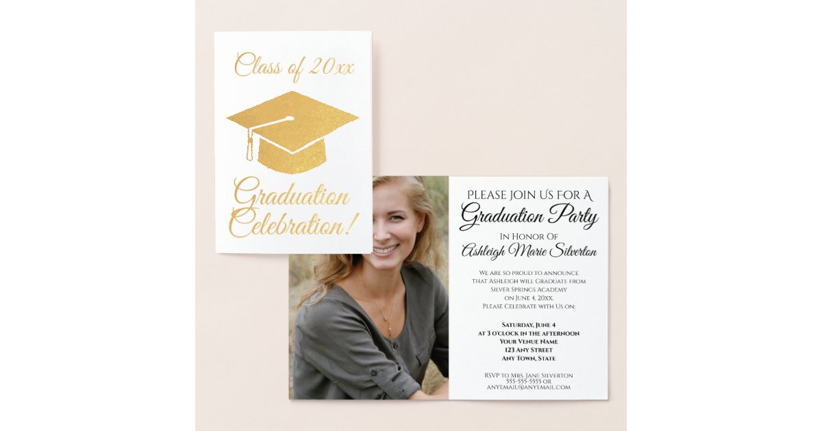 Gold Foil Graduation Party Invitation | Zazzle