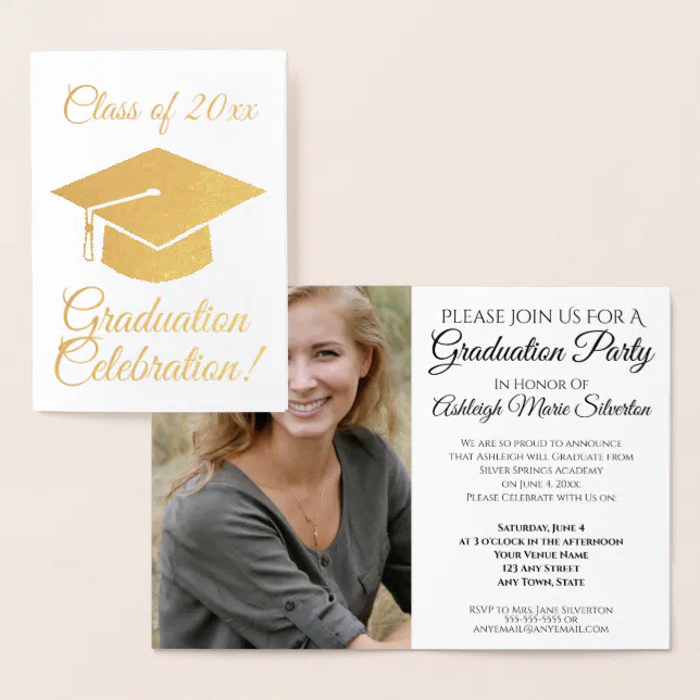 Gold Foil Graduation Party Invitation | Zazzle