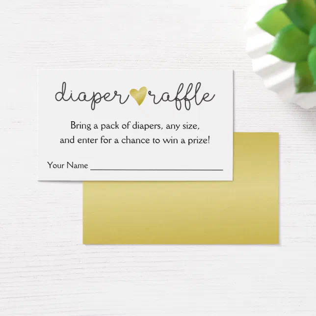 Gold Foil Heart Diaper Raffle Baby Shower | Zazzle