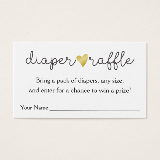 Gold Foil Heart Diaper Raffle Baby Shower | Zazzle