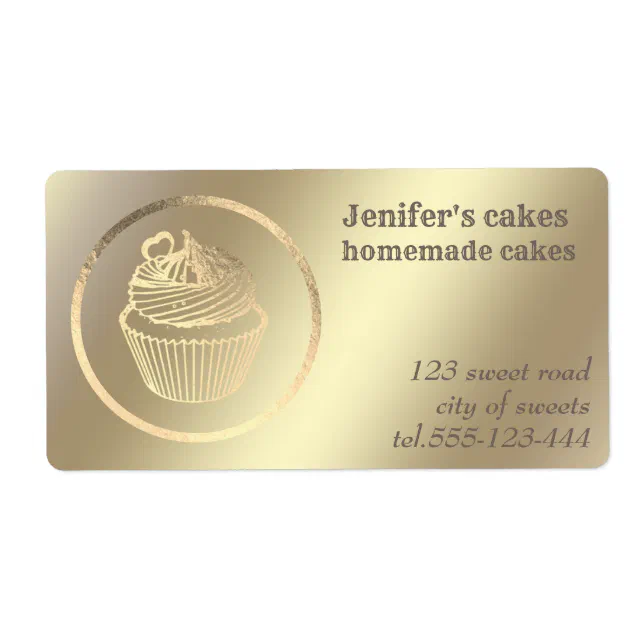 Gold foil Homemade cupcakes and treats Label | Zazzle