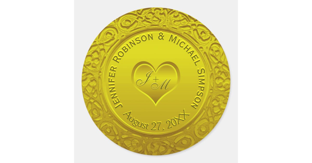 Gold Foil Look Classic Round Sticker | Zazzle