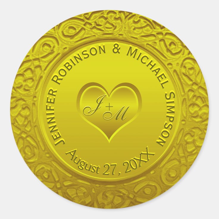 Gold Foil Look Classic Round Sticker | Zazzle