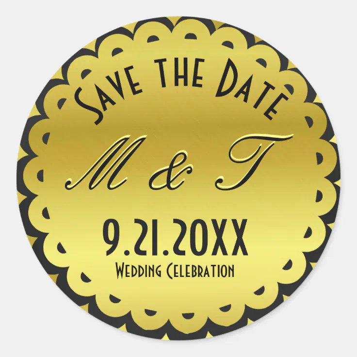 Gold Foil Look Save the Date Seal | Zazzle