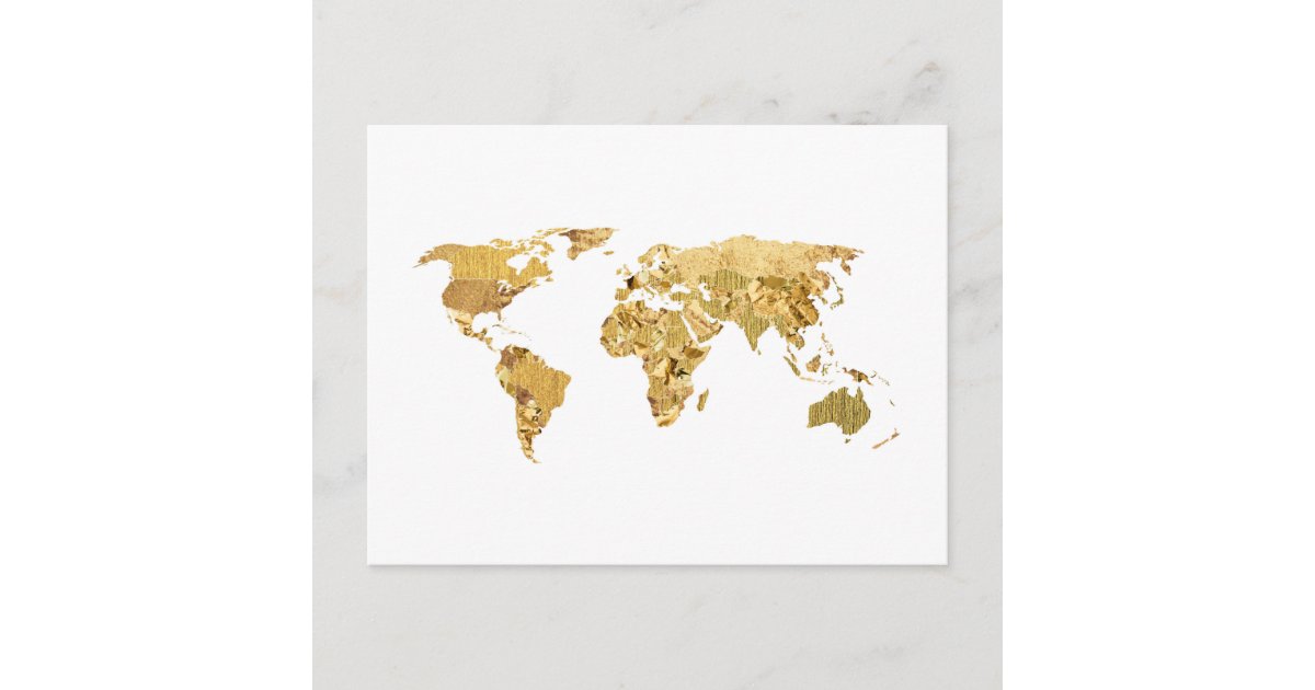 Gold Foil Map Postcard | Zazzle