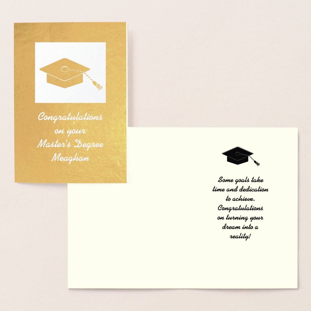 Gold Foil Master's Degree Graduation Card | Zazzle