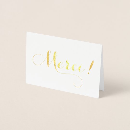 Gold Foil MERCI Calligraphy Thank You Card | Zazzle.com