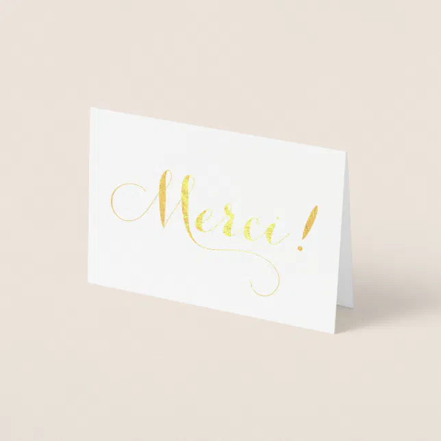 Gold Foil MERCI Calligraphy Thank You Card | Zazzle