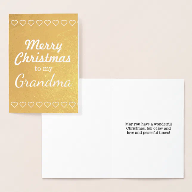 Gold Foil "Merry Christmas to my Grandma" Card | Zazzle
