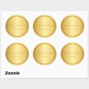 Gold Foil Metallic Monogram Wedding Sticker | Zazzle