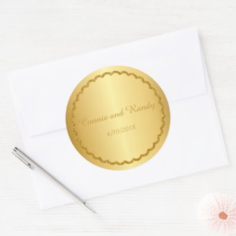 Gold Foil Metallic Monogram Wedding Sticker | Zazzle