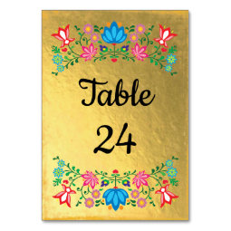 Gold Foil Mexican Fiesta Floral Table Numbers | Zazzle