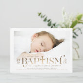 Gold Foil Modern Bold Cross Stylish Baptism Photo Invitation | Zazzle