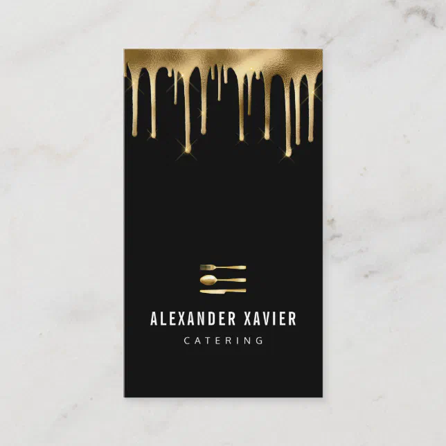 gold foil modern catering business card | Zazzle