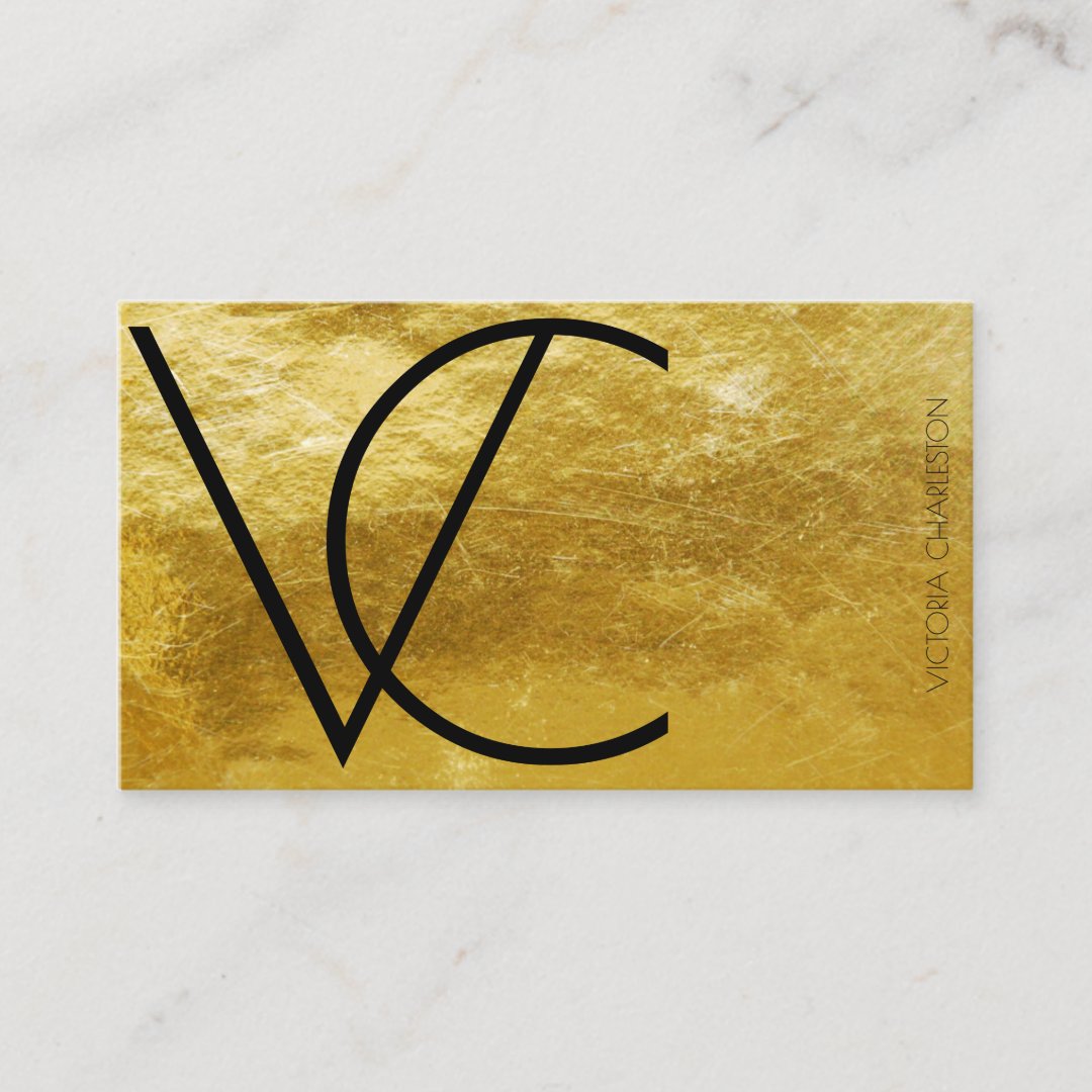 Gold Foil Modern Initials Simple Business Card | Zazzle