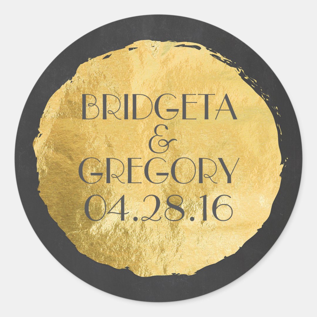Gold Foil Modern Wedding Classic Round Sticker | Zazzle