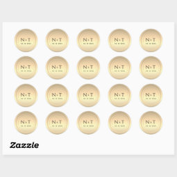 Gold Foil Monogram Wedding Classic Round Sticker | Zazzle