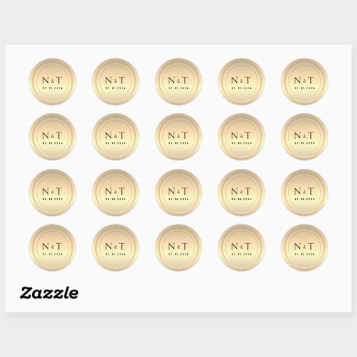 Gold Foil Monogram Wedding Classic Round Sticker | Zazzle