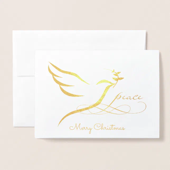Gold Foil Peace Dove Card | Zazzle