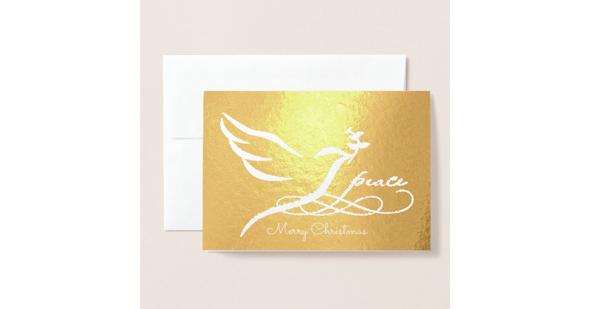 Gold Foil Peace Dove Photo Card | Zazzle