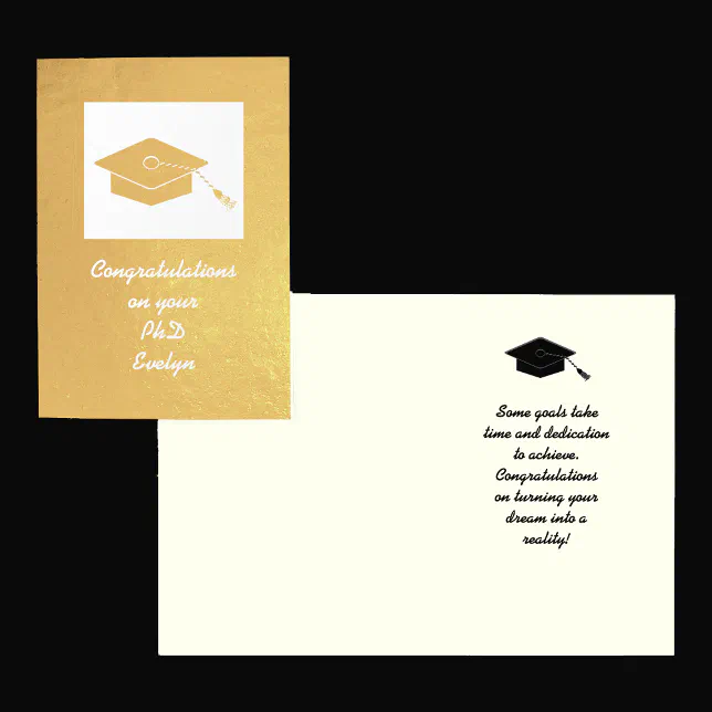 Gold Foil PhD Graduation Card | Zazzle
