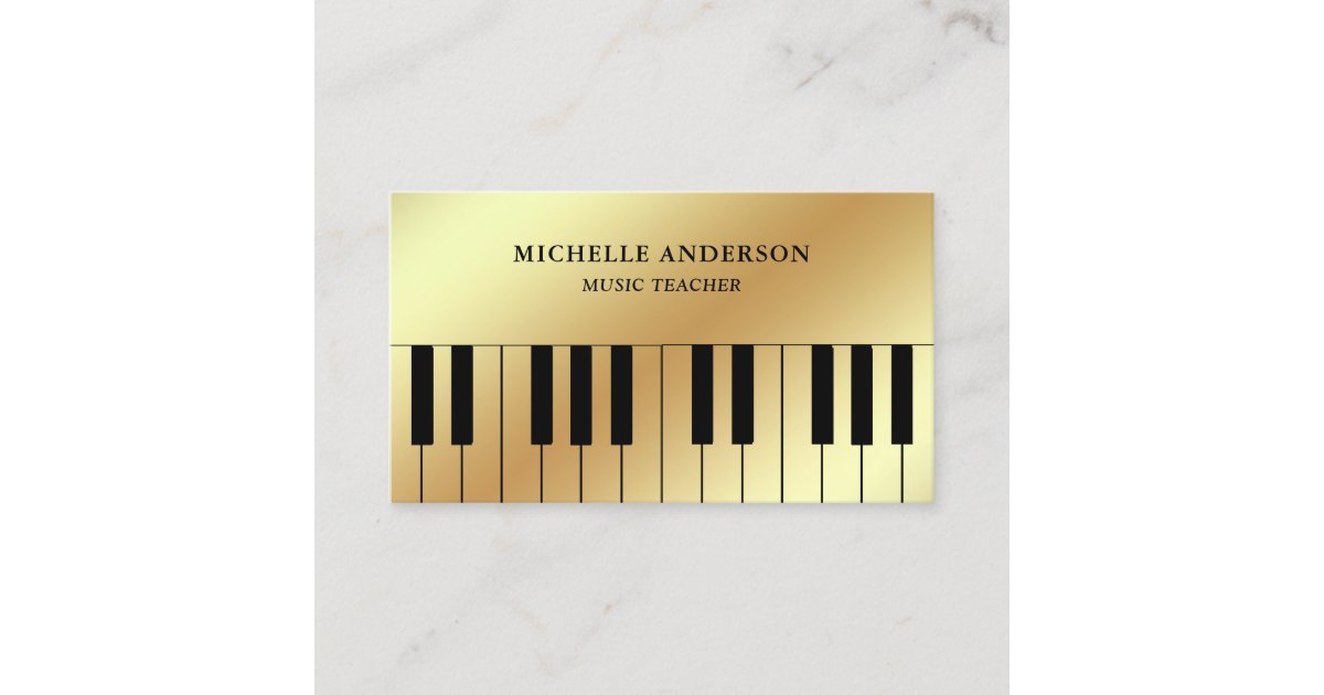 Gold Foil Piano Keyboard Musician Pianist Business Card Zazzle