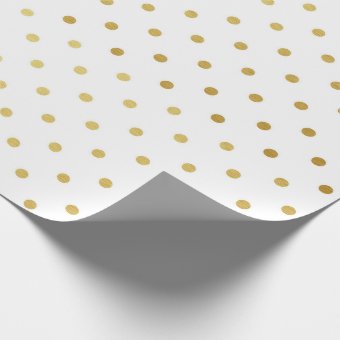 Gold Foil Polka Dots Modern Holiday White Metallic Wrapping Paper | Zazzle