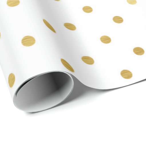 Gold Foil Polka Dots Modern Holiday White Metallic Wrapping Paper | Zazzle