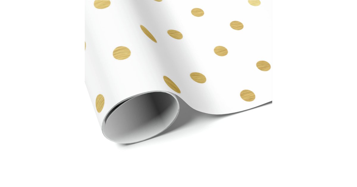 Gold Foil Polka Dots Modern Holiday White Metallic Wrapping Paper | Zazzle