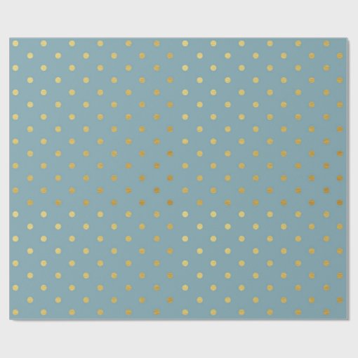 Gold Foil Polka Dots Modern Slate Blue Metallic Wrapping Paper | Zazzle