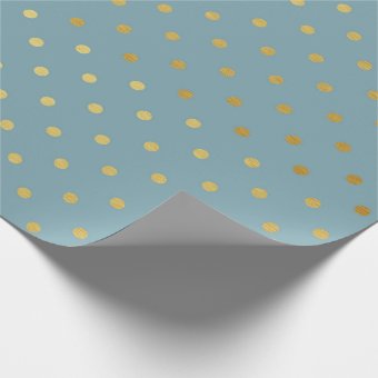 Gold Foil Polka Dots Modern Slate Blue Metallic Wrapping Paper | Zazzle