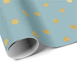 Gold Foil Polka Dots Modern Slate Blue Metallic Wrapping Paper | Zazzle